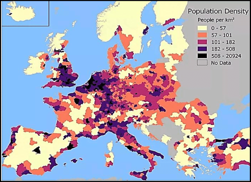人口密度 ヨーロッパ 2020 - WALK NEWS